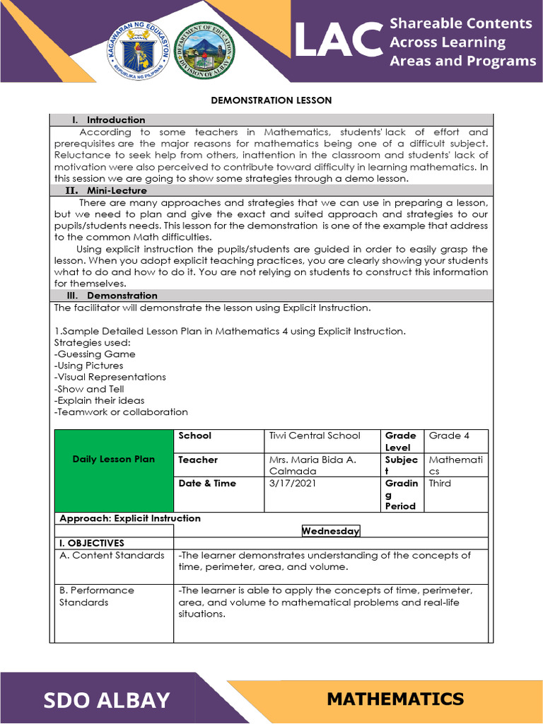 Demonstration Identifying Different Strategies To Address Common Math Difficulties in Grades 1 ...