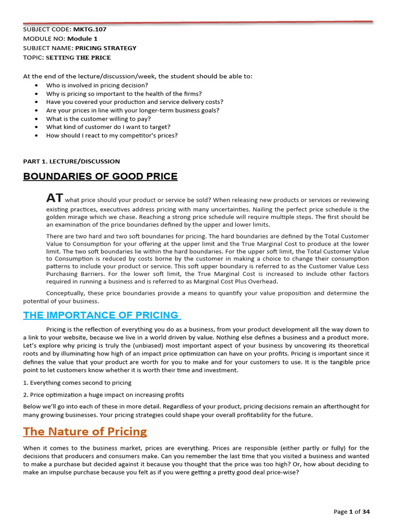 Pricing Strategy Modules | PDF | Price Elasticity Of Demand | Demand