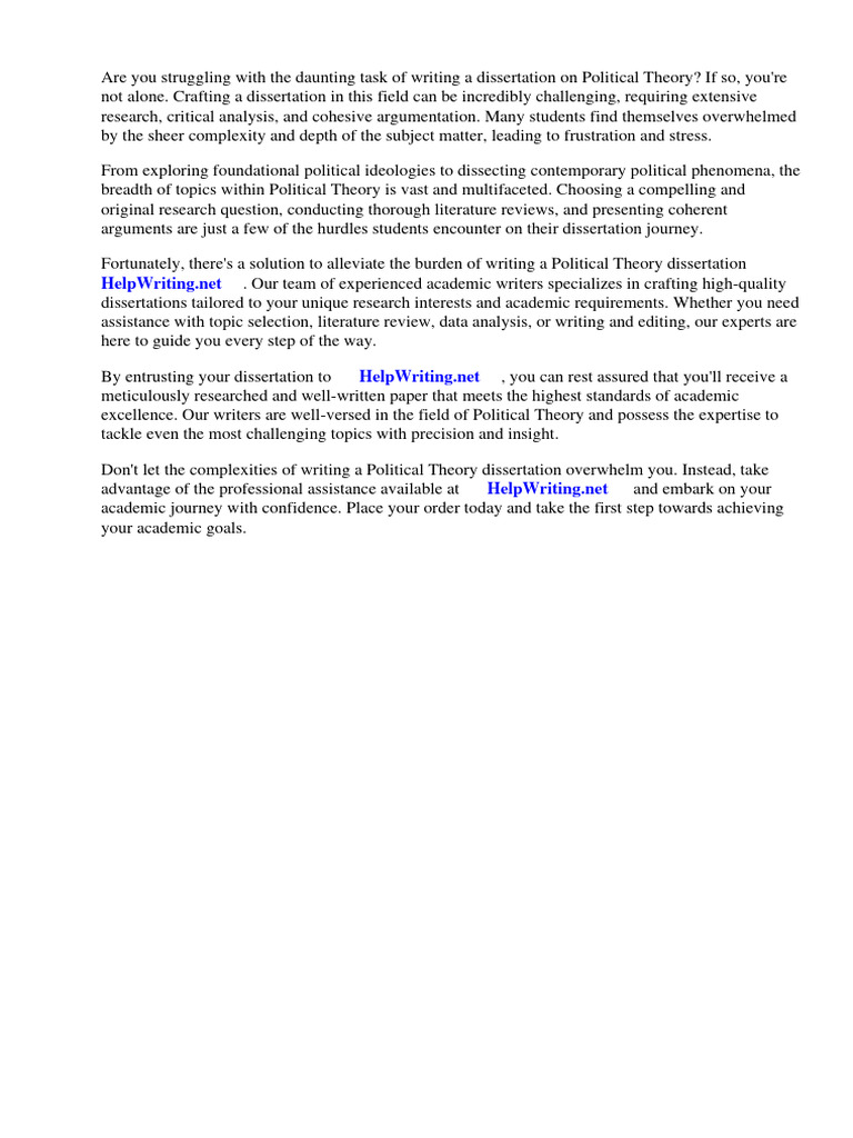Political Theory Dissertation Ideas | PDF | Political Philosophy | Thesis