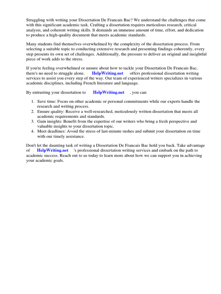 Dissertation de Francais Bac | PDF | Scribd | Thesis