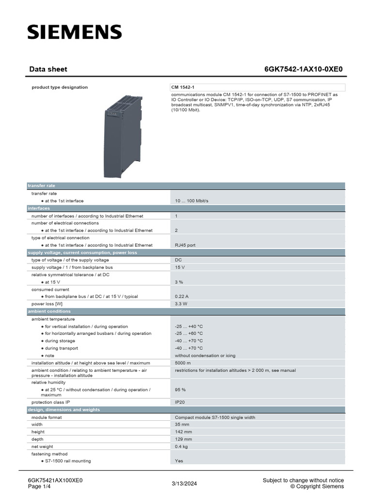 6GK75421AX100XE0 Datasheet en | PDF | Input/Output | Ip Address