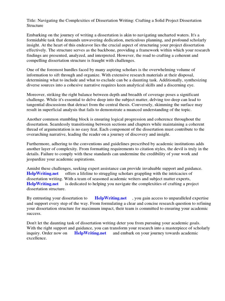 Project Dissertation Structure | PDF | Thesis | Methodology