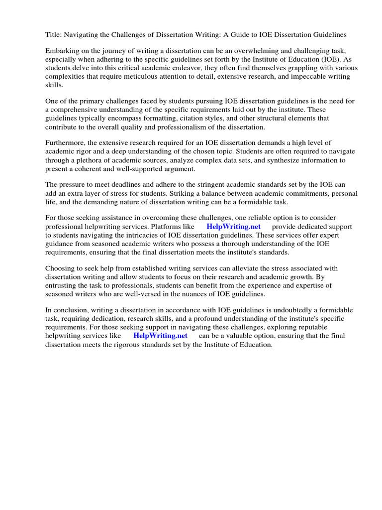 Ioe Dissertation Guidelines | PDF | Thesis | Methodology