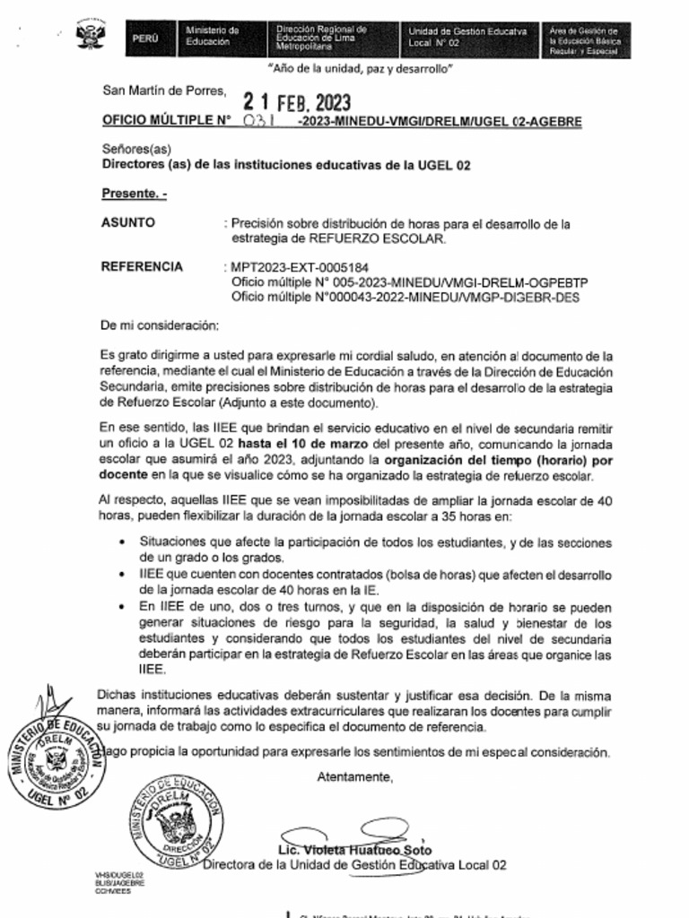 Oficio Multiple 031-2023 | PDF