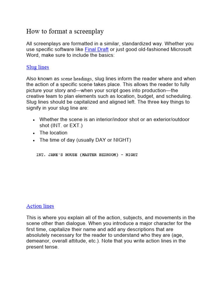 How To Format A Screenplay | PDF
