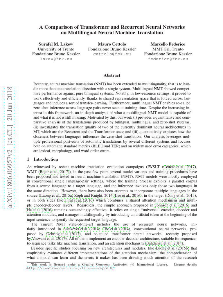 Transformer 1806.06957 | PDF | Applied Mathematics | Learning