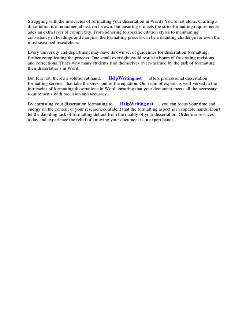 Format Dissertation Word | PDF | Thesis | Writing