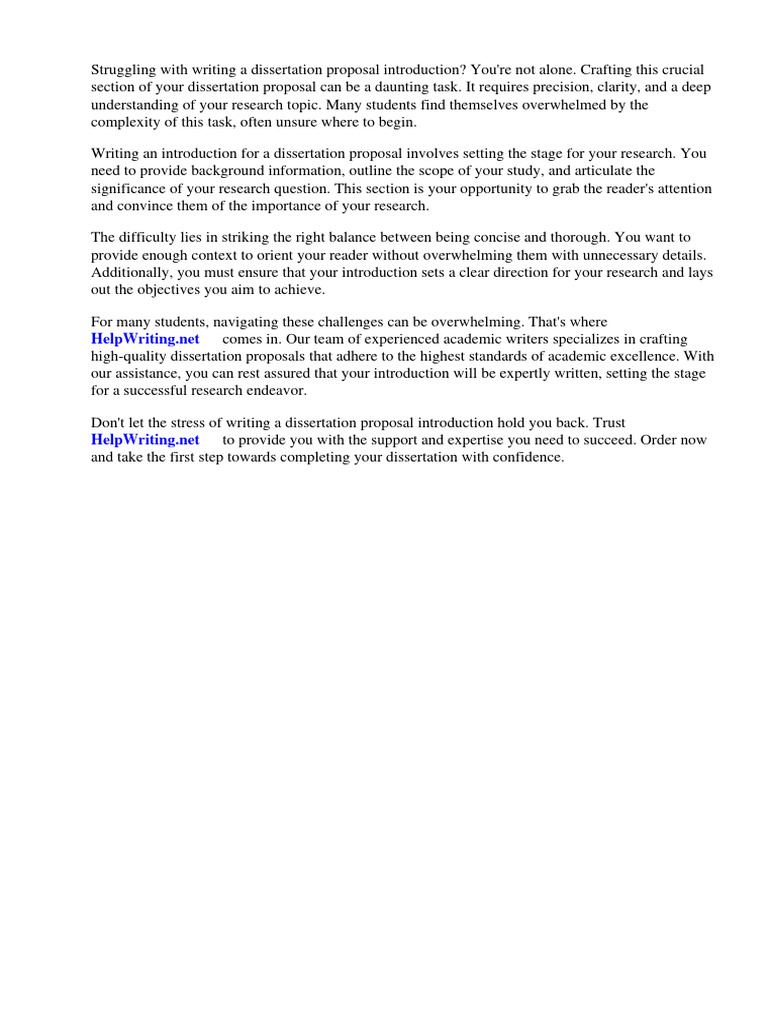 How To Write An Introduction For A Dissertation Proposal | PDF | Thesis | Methodology