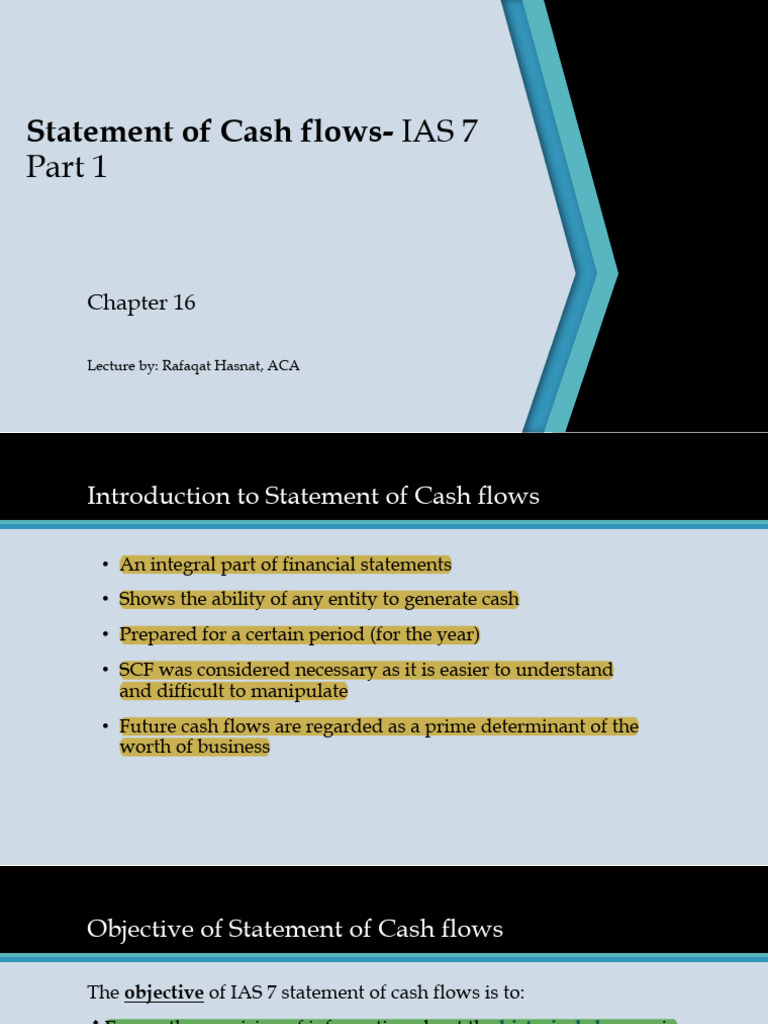 IAS-7 Statement of Cash Flows Part 1 CH 16 | PDF | Cash Flow Statement ...