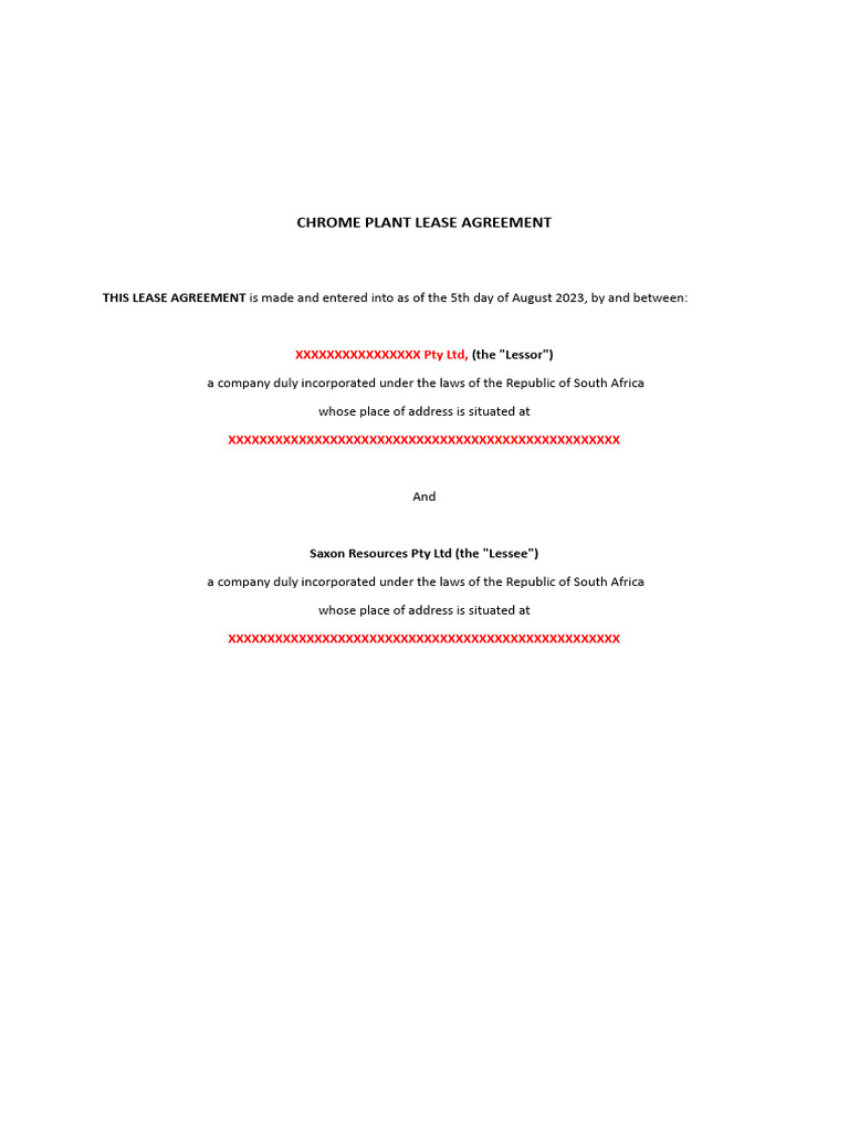 Chrome Plant Lease Agreement | Download Free PDF | Lease | Indemnity