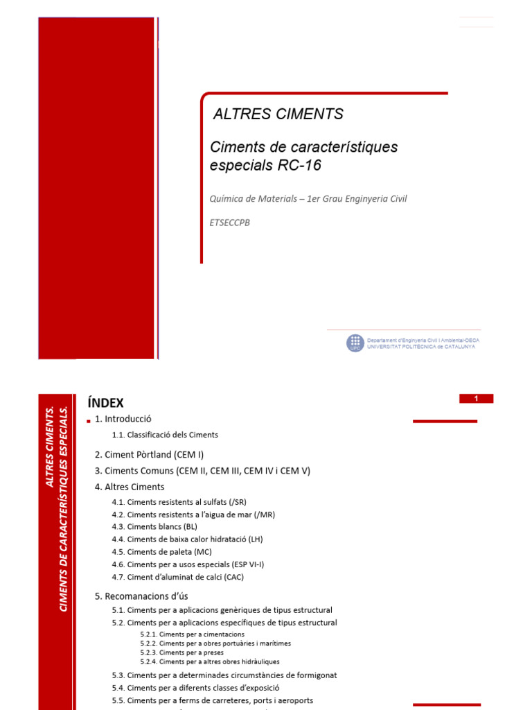 Altres - Ciments - Normativa RC-16 | PDF