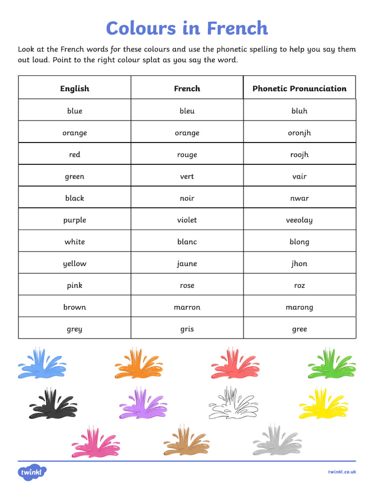 Year-3-French-Colours-in-French-Activity | PDF