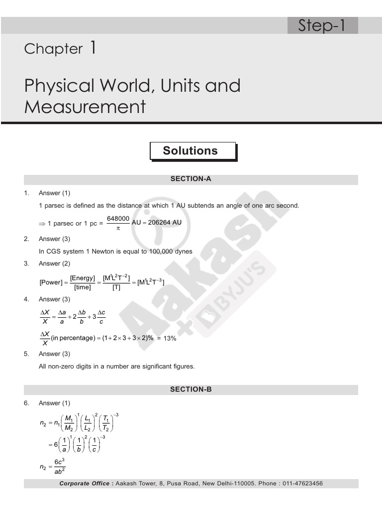 CLS ENG 23 24 XI Phy Target 1 Level 1 Chapter 1 | PDF | Significant Figures | Observational Error