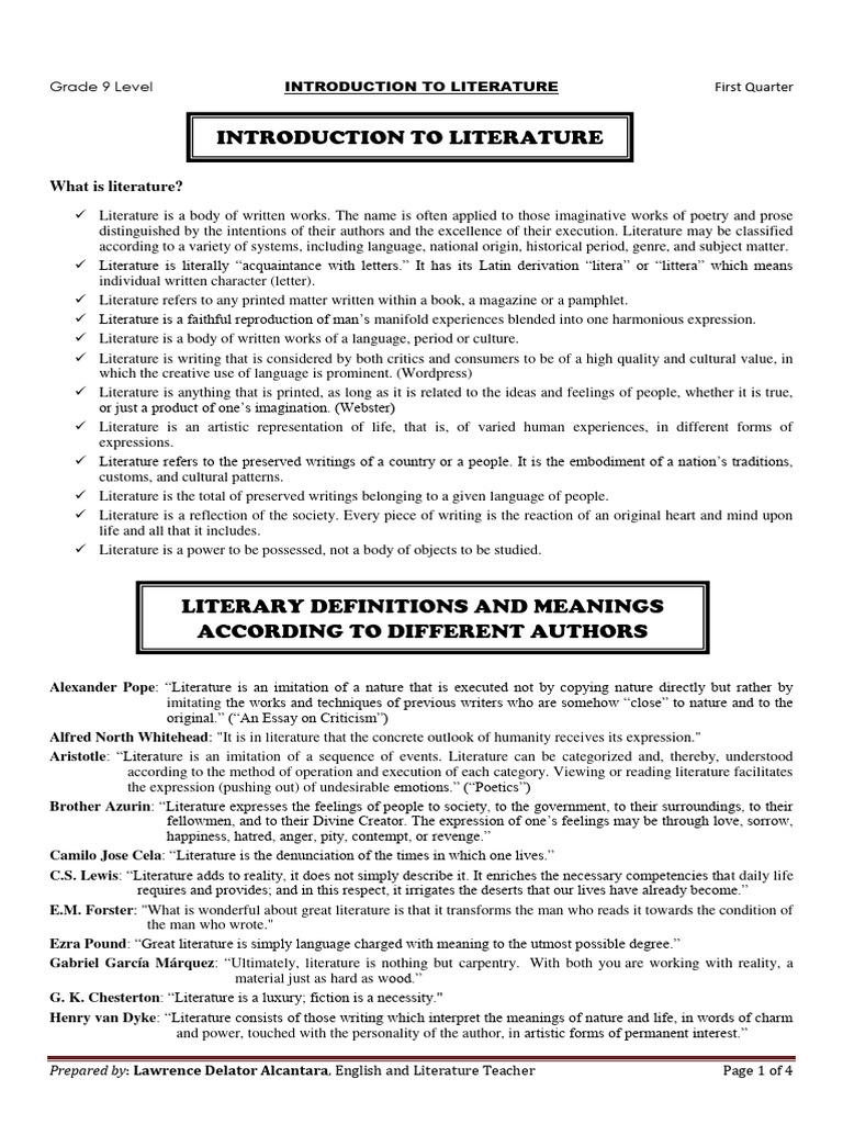 10 Introduction To Literature | PDF | Poetry