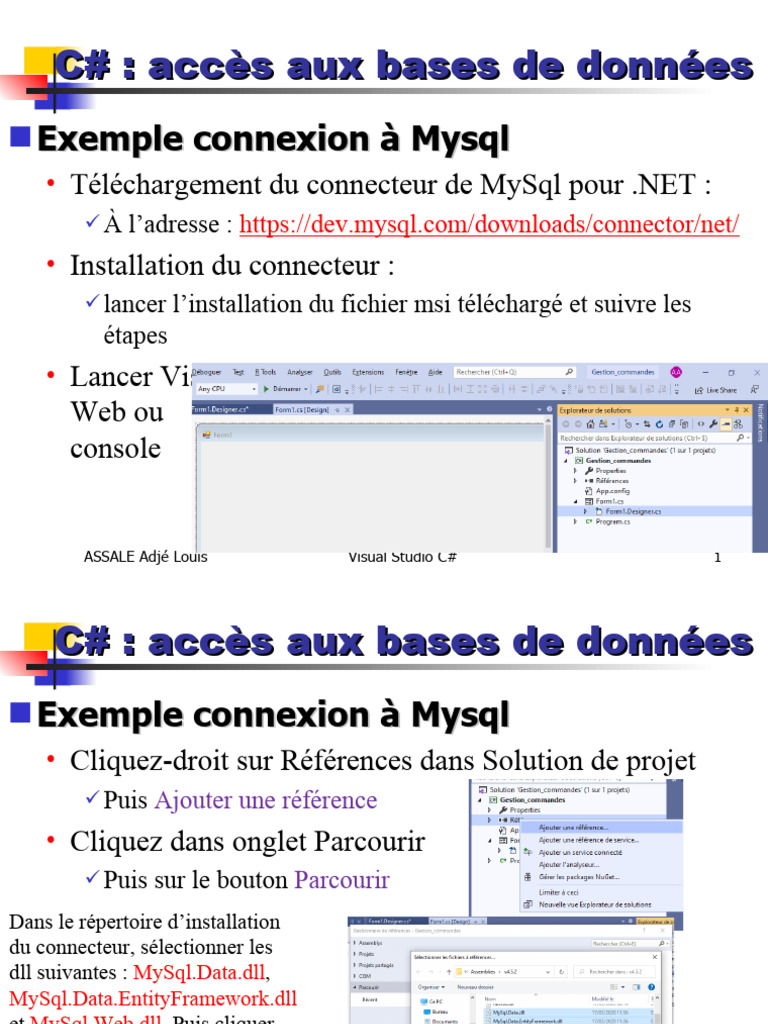 C# Connexion a MySql | PDF | C# (Langage de programmation) | Bibliothèque logicielle