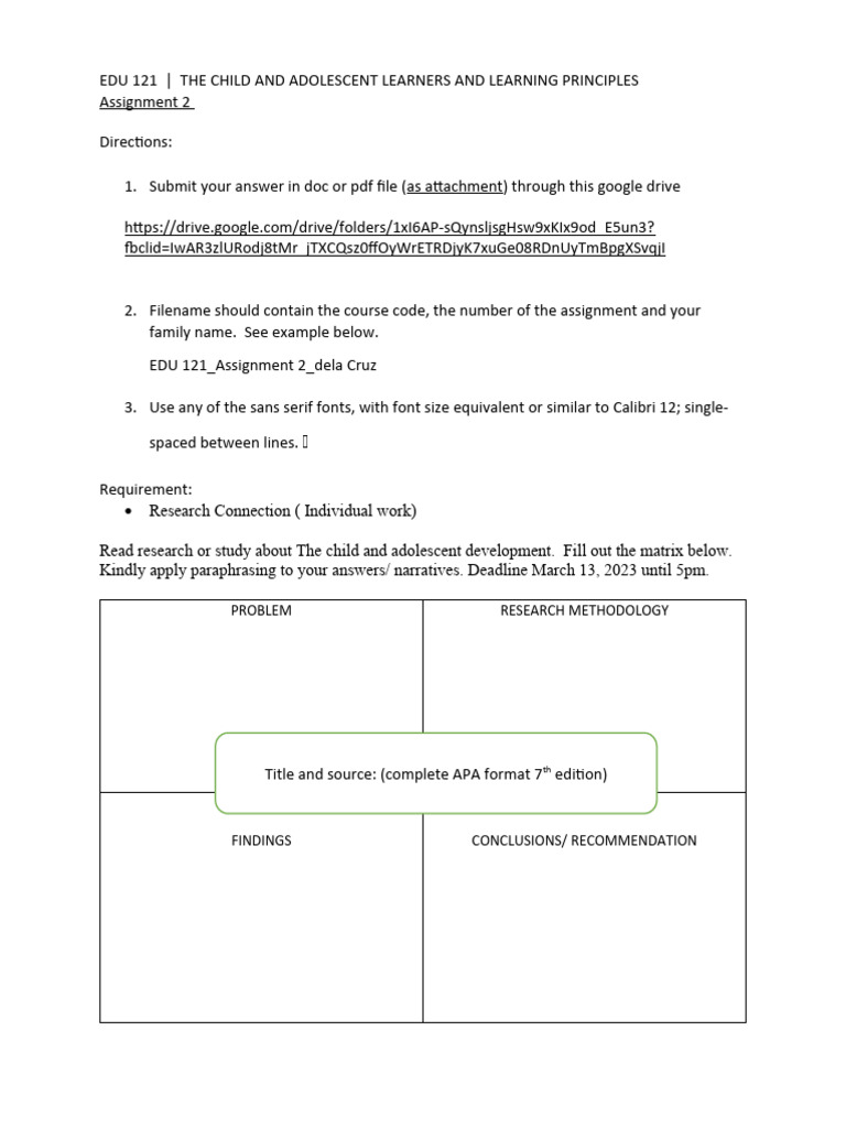 Edu 121 Assign 2 | PDF | Apa Style | Learning