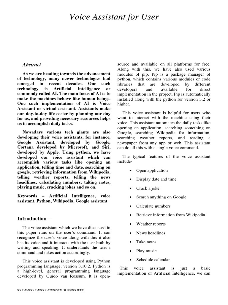 Voice - Assistant - Research Paper | PDF | Json | Internet & Web