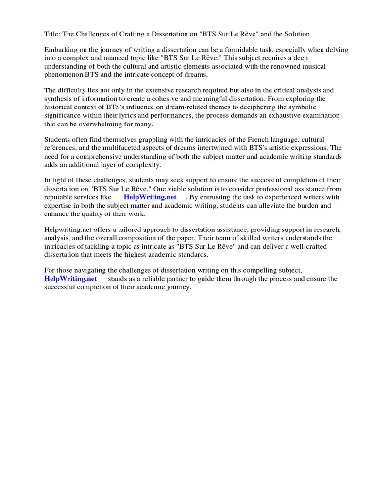 Dissertation Bts Sur Le Reve | PDF