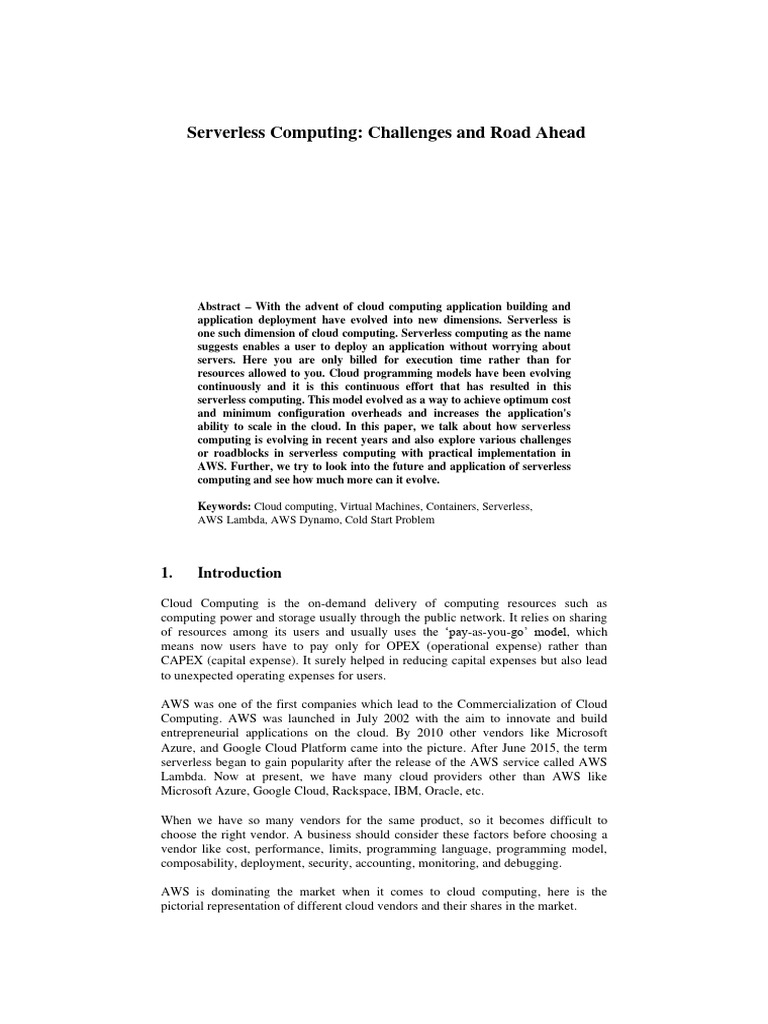 Researchpaper - Serverless Computing | PDF | Cloud Computing | Amazon Web Services