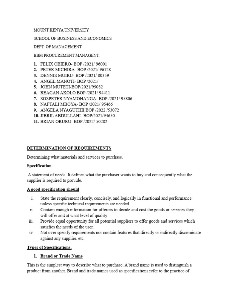 DETERMINATION OF REQUIREMENTS-1-1 | PDF | Specification (Technical ...
