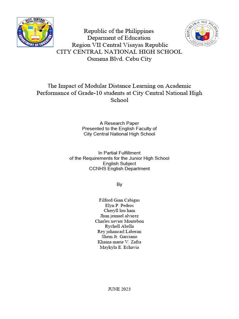 The Impact of Modular Distance Learning On Academi | PDF | Distance ...