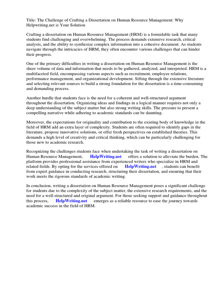 Dissertation On Human Resource Management Pdf Pdf Human Resource Management Thesis
