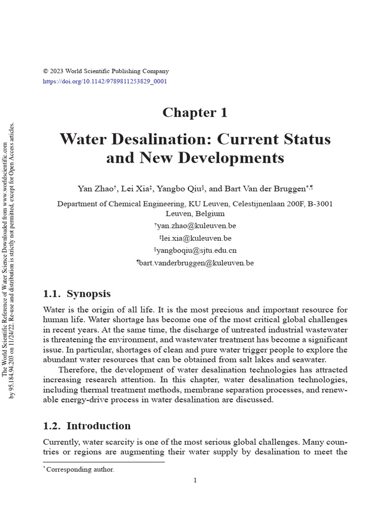 Water Desalination Current Status and New Developments | PDF | Desalination | Water