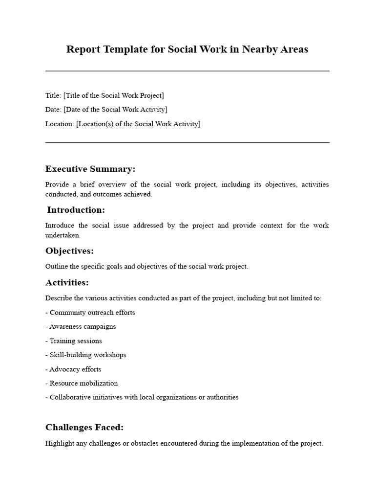Social Work Report Template | PDF Social Work Report Template | PDF
