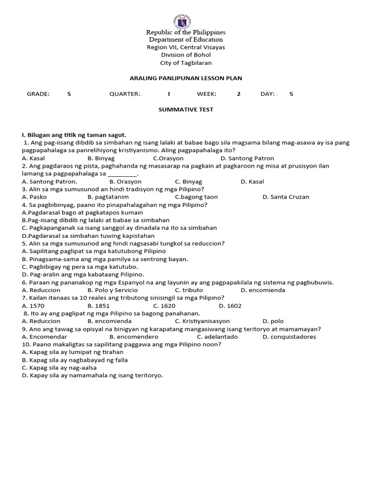 AP5 PLP Q2-W2-Day5 Summative | PDF