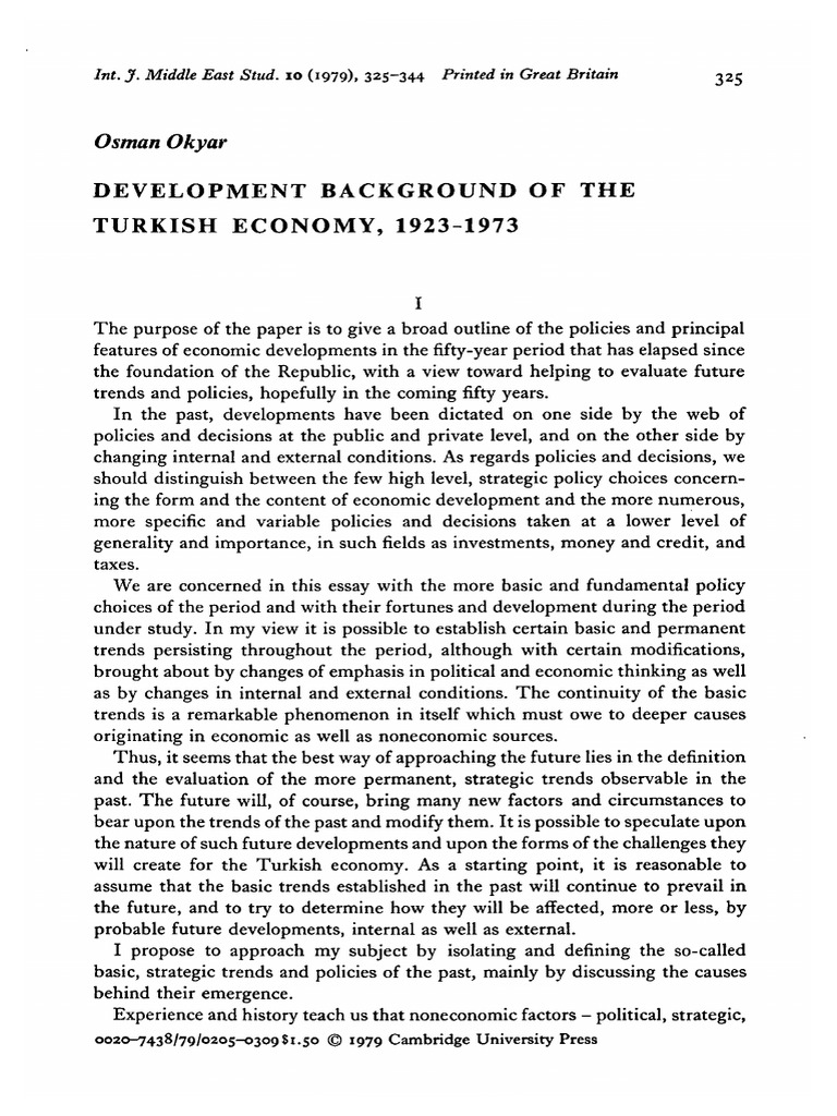 Development Background of The Turkish Economy - 1923-1973 | PDF ...