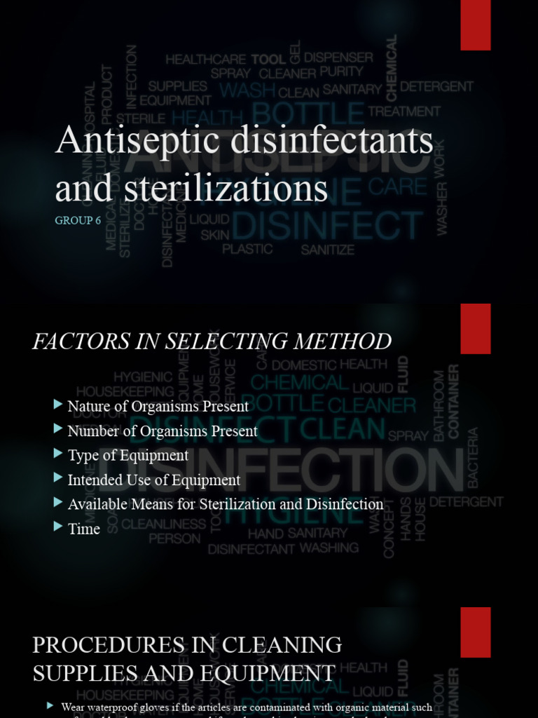 Antiseptic Disinfectants and Sterilizations | PDF