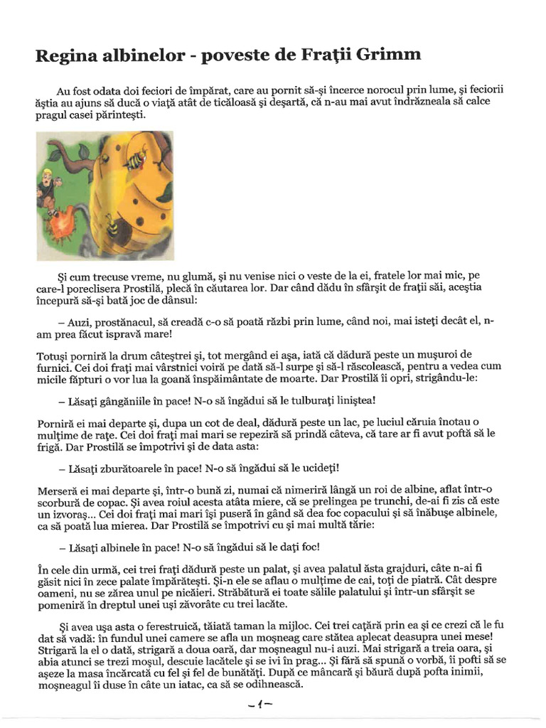 Regina albinelor- de Fratii Grimm | PDF