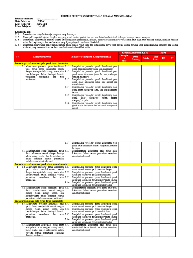 Format Penentuan KBM | PDF