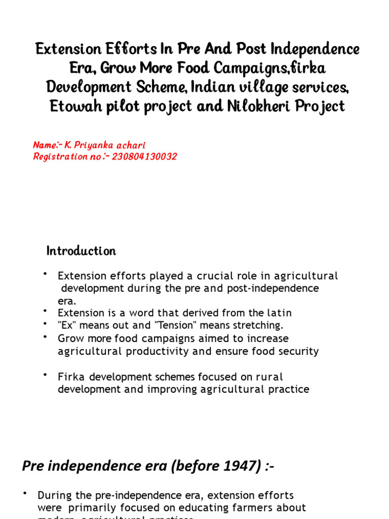 Extension Efforts in Pre and Post Independence Era | PDF | Agriculture ...