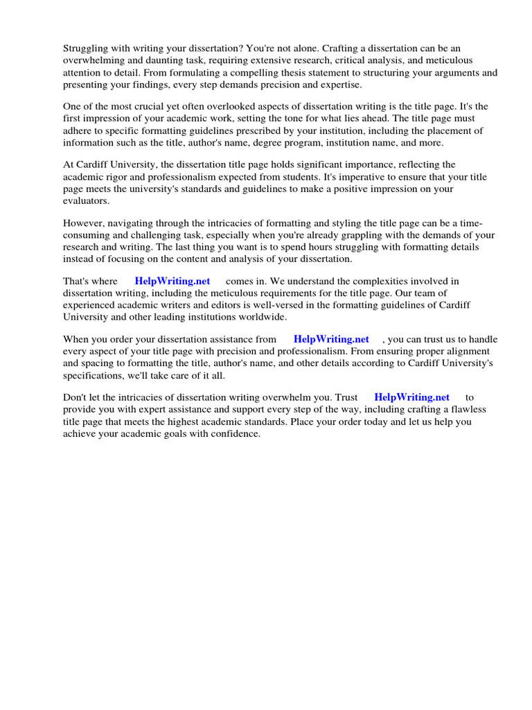 Cardiff University Dissertation Title Page | PDF | Thesis | Brand