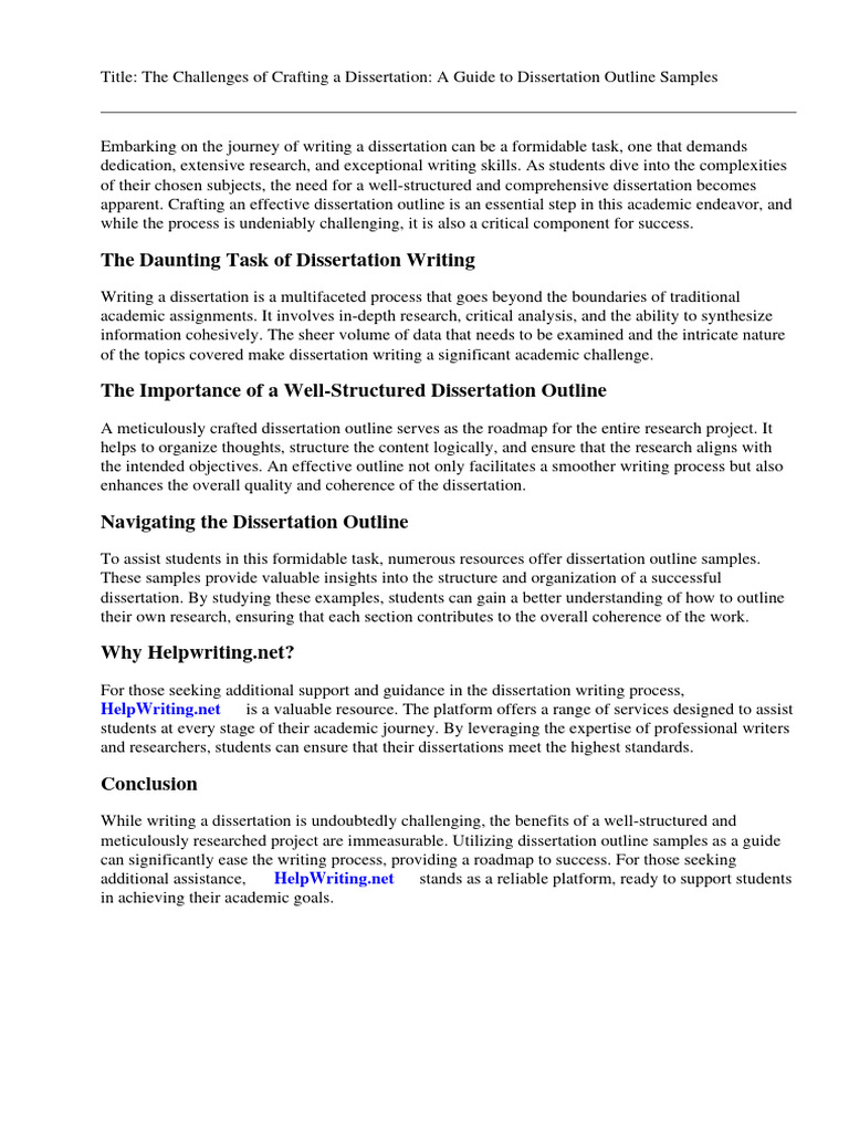 Dissertation Outline Samples | PDF | Thesis | Methodology