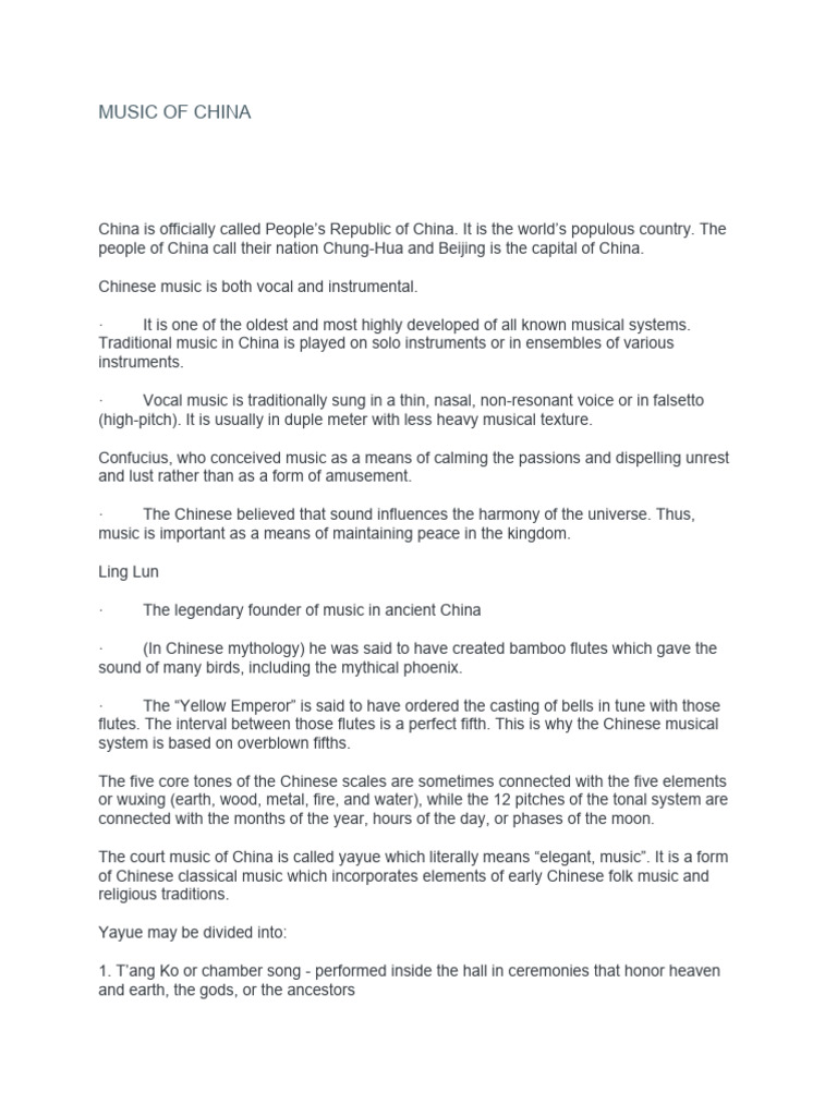 MUSIC OF CHINA | PDF | Musical Instruments | Musicology