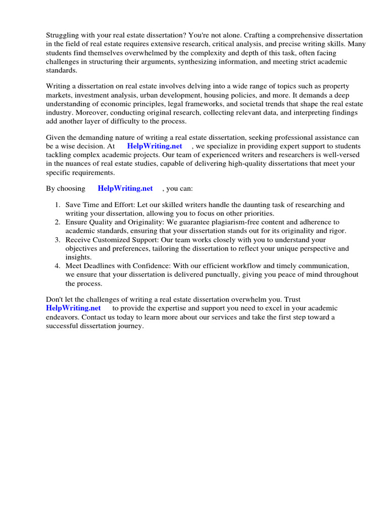 Real Estate Dissertation Examples | PDF