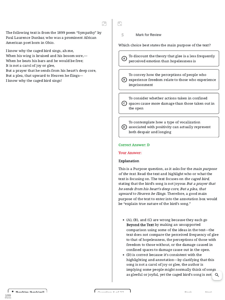Question 5 Explanation - Digital SAT Mock Test 4, Section 1, Module 1 ...