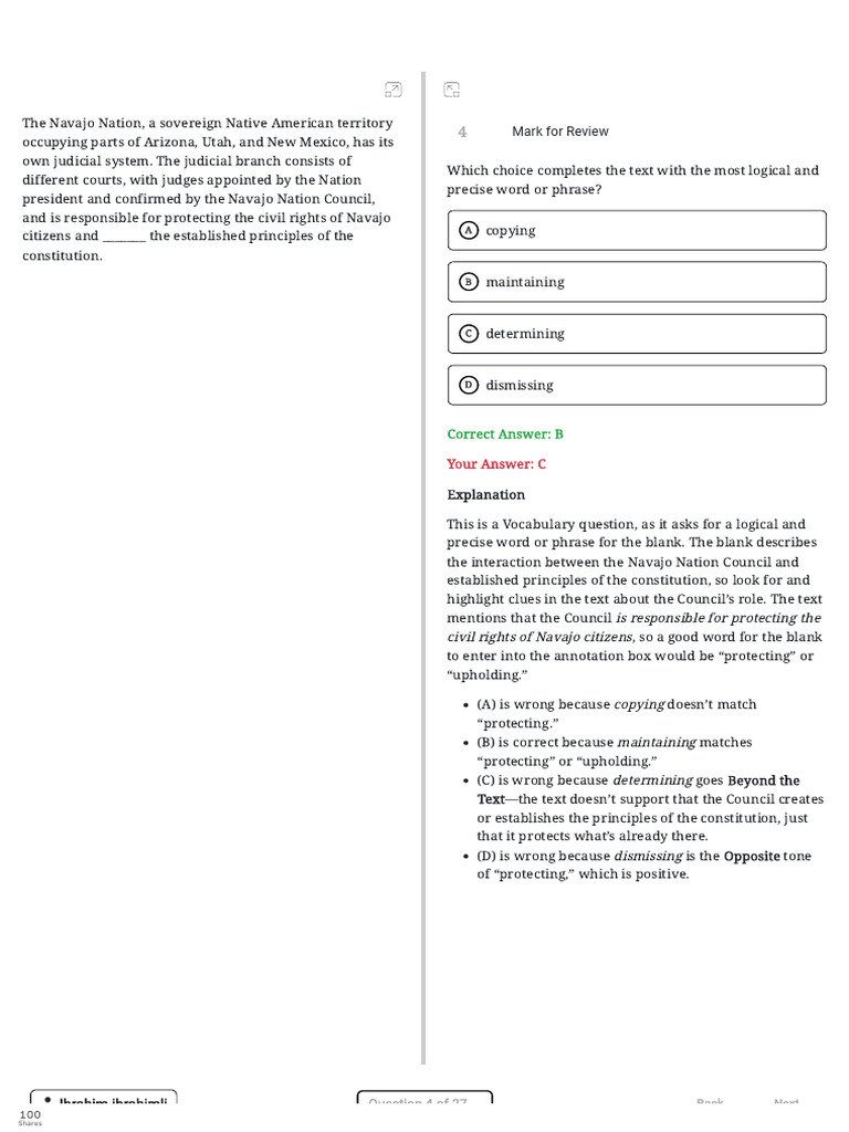 Question 4 Explanation - Digital SAT Mock Test 2, Section 1, Module 2 ...