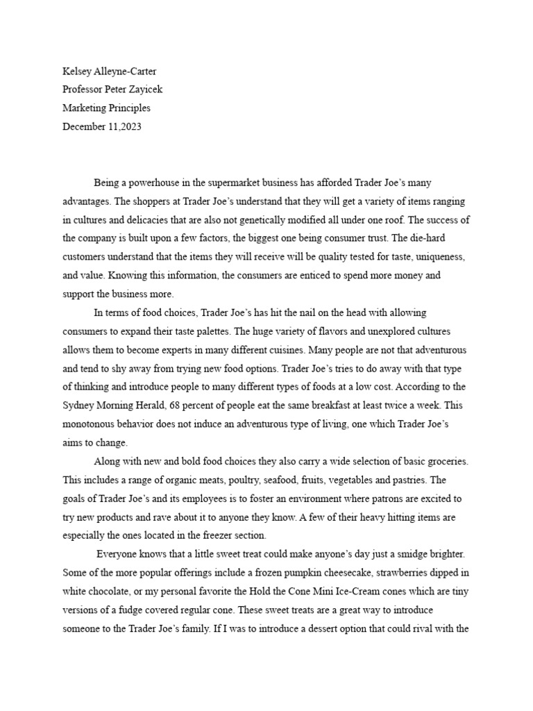 M4 Written Assignment | PDF | Marketing | Grocery Store