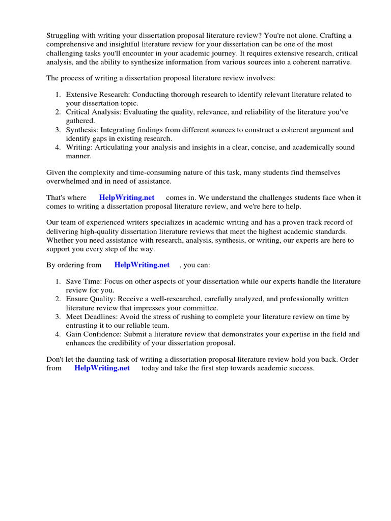 Example of Dissertation Proposal Literature Review | PDF | Thesis ...
