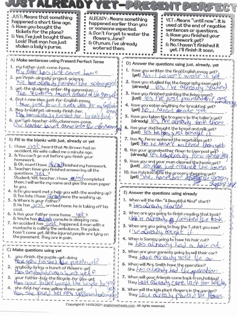 Present Perfect Practice | PDF