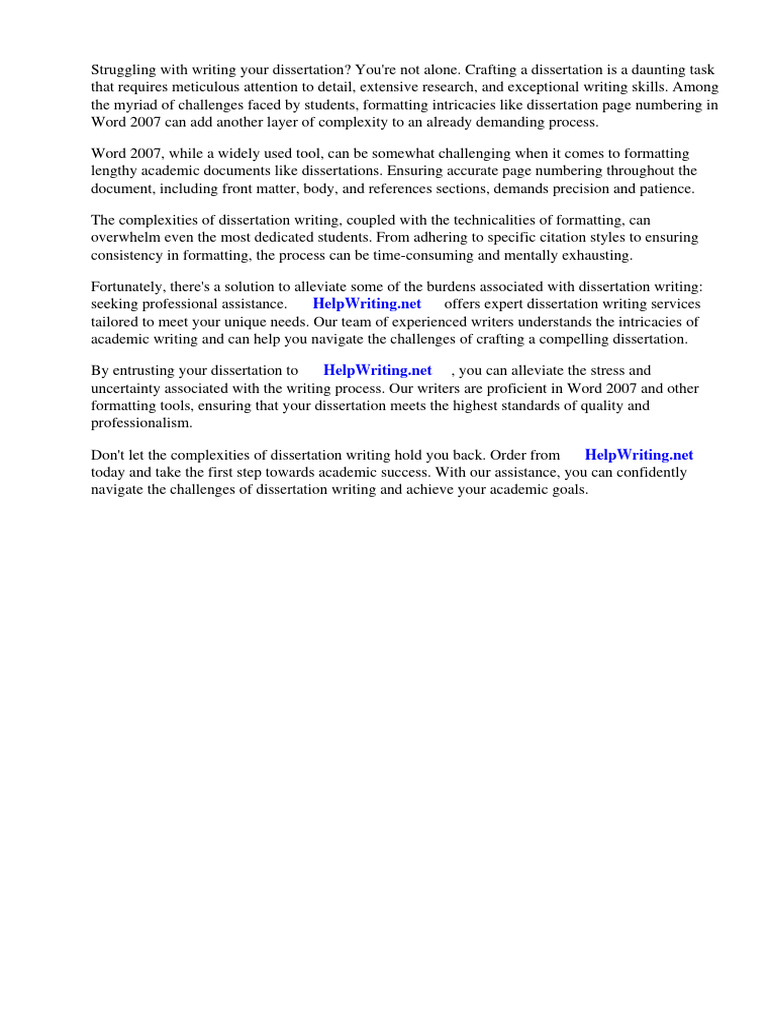 Dissertation Page Numbering Word 2007 | PDF | Thesis | Microsoft Word