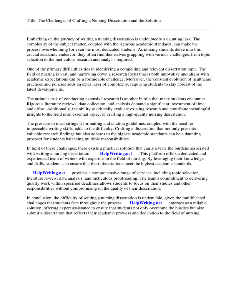 Nursing Dissertation Writing Challenges | PDF | Nursing | Shock ...