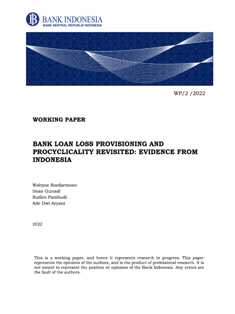 Wahyoe Et Al 2022 Bank Loan Loss Provisioning and Procyclicality Revisited - Evidence From ...