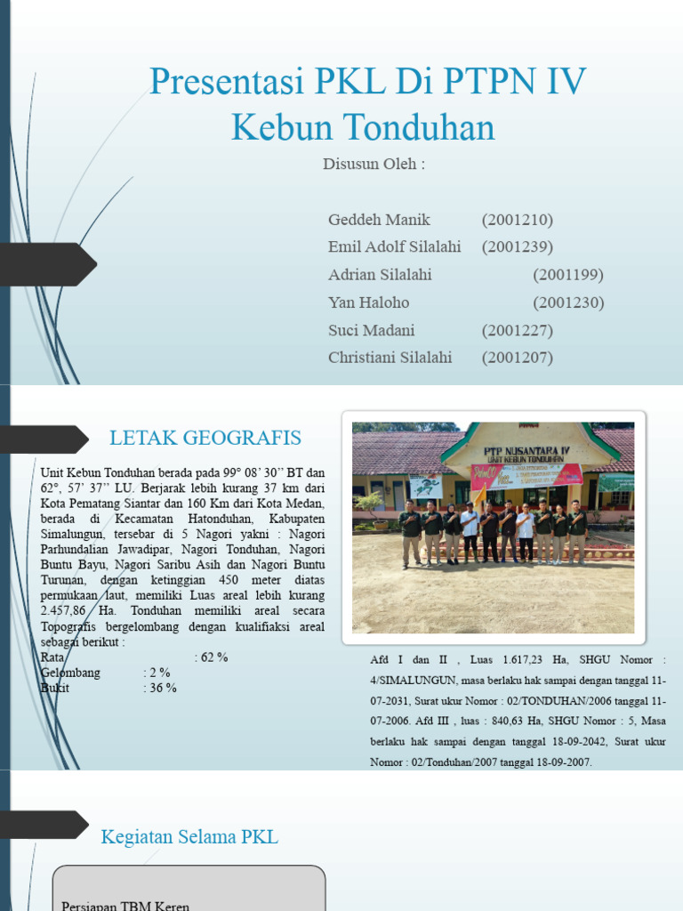 Presentasi PKL 2 Kebun Tonduhan | PDF