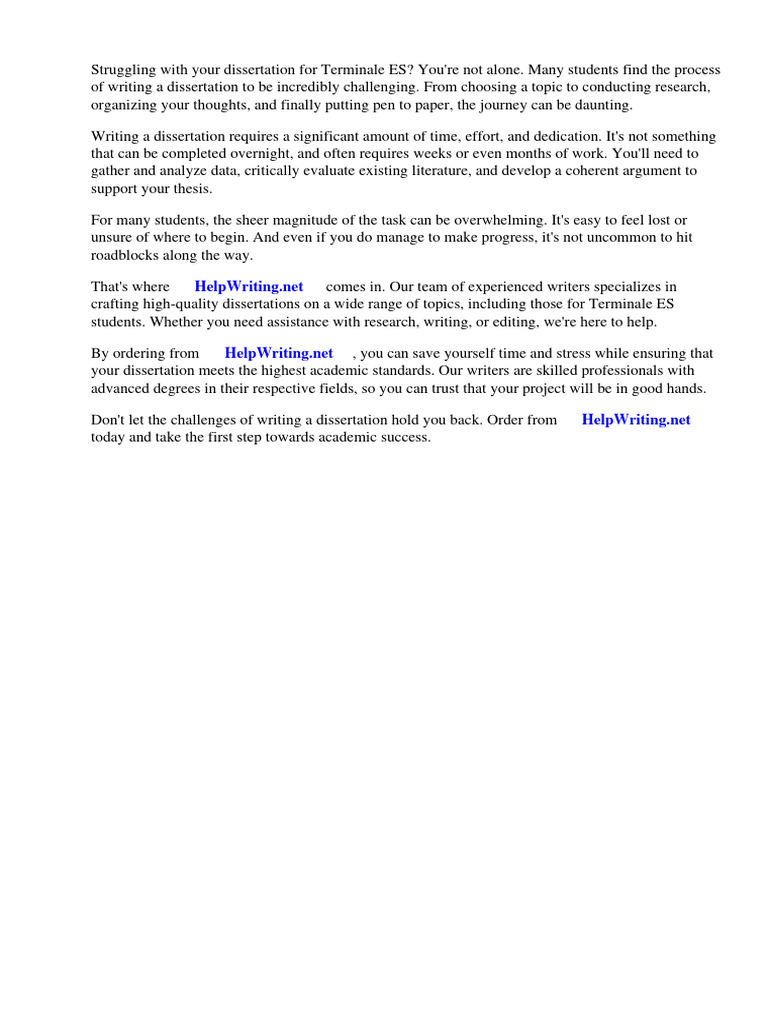 Dissertation Ses Terminale Es | PDF | Thesis | Human Communication