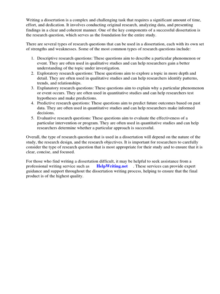 Types of Research Questions For Dissertation | PDF | Methodology ...