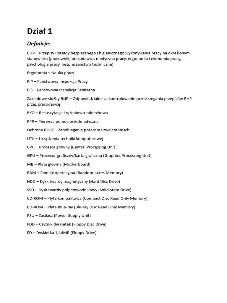 PUTK Dział 1 I 2 | PDF